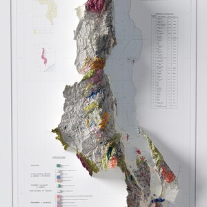 Vintage Geological Map of Malawi - 1966 , Shaded Relief Wall Art - Etsy