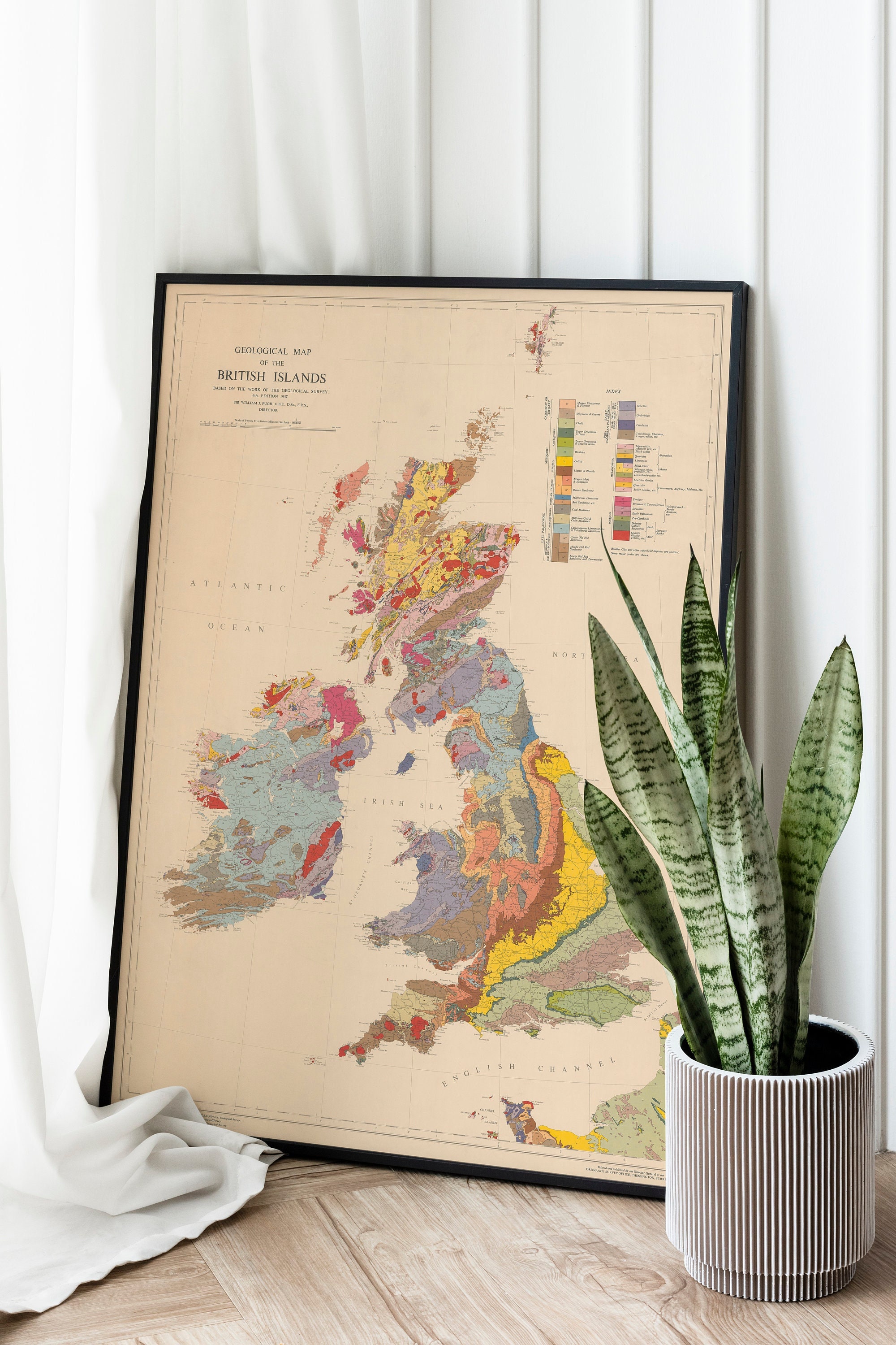 Vintage British Isles Geological Map, United Kingdom & Ireland Poster ...