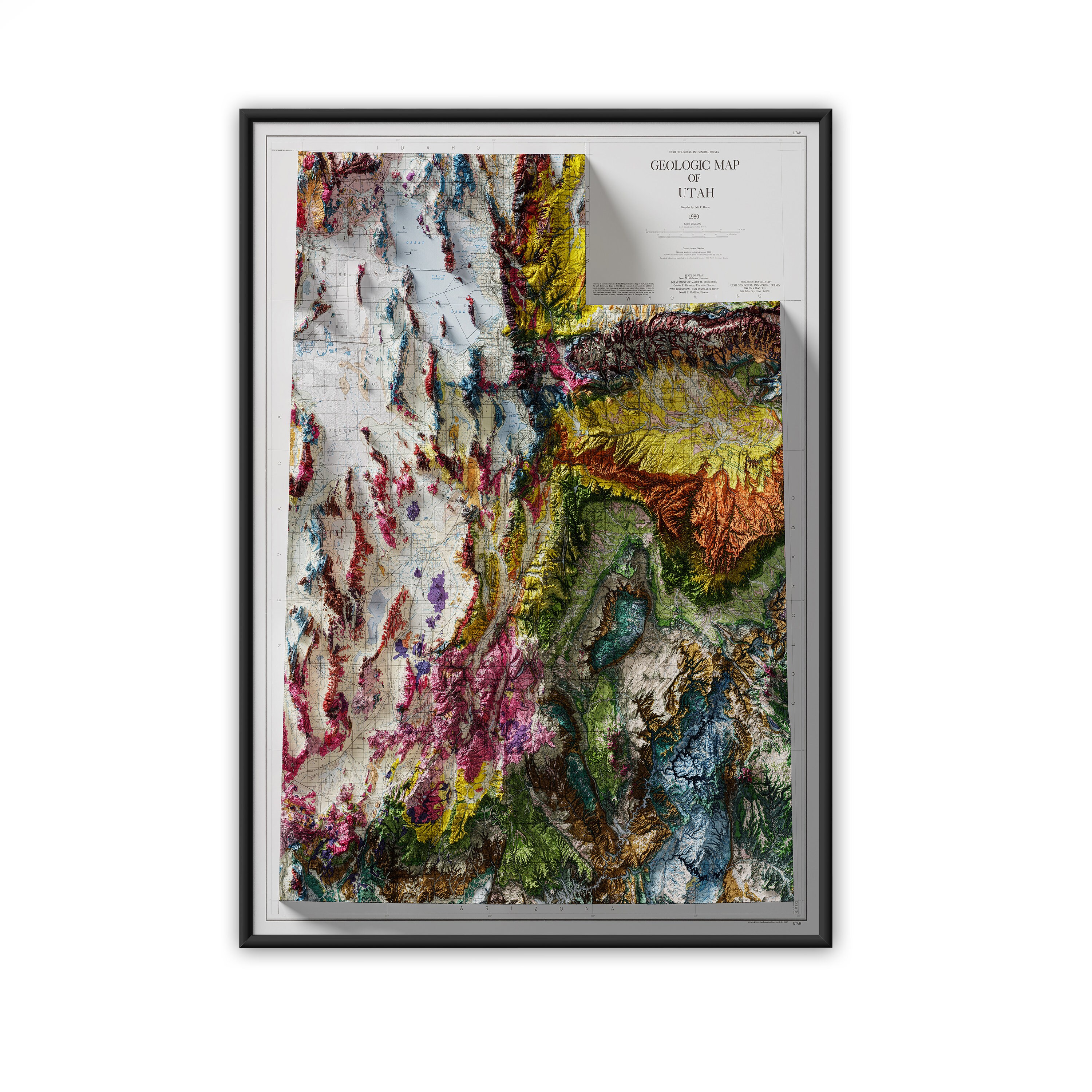 Utah Geologic Map 1980 Vintage Reprint Historical Map, Shaded Relief ...