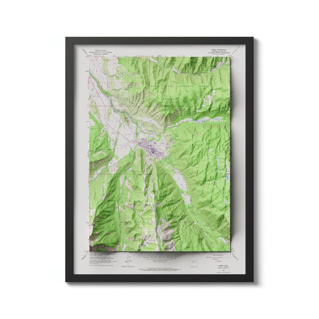 Aspen Topographic Map Colorado 1960 Vintage Reprint Historical Map With ...