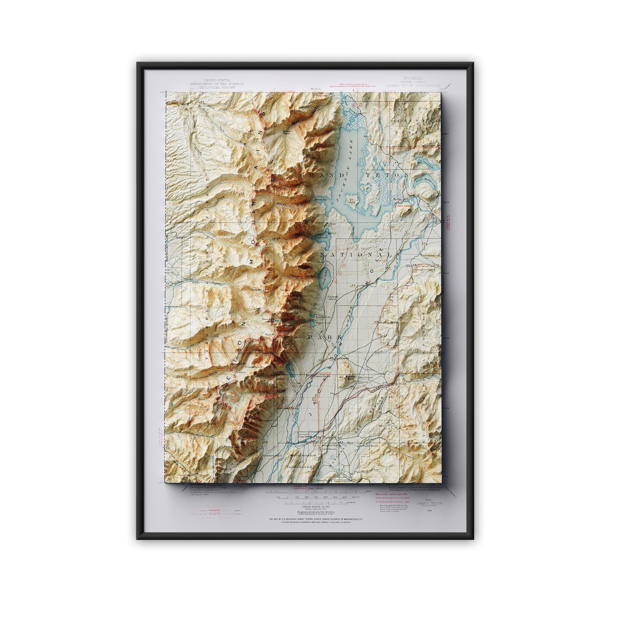 Grand Teton Map, Vintage Map of Grand Teton National Park Map 1899 With ...