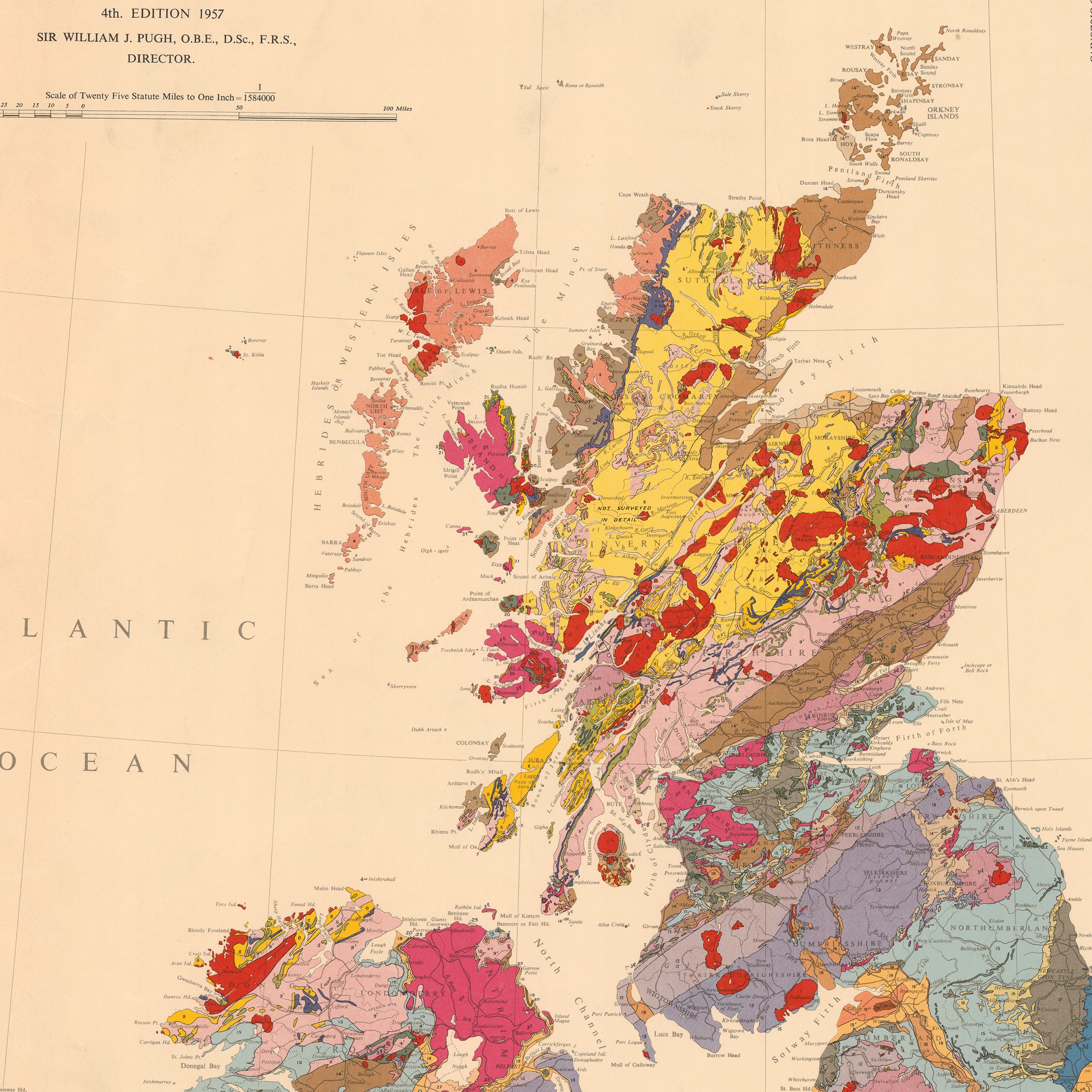 Vintage British Isles Geological Map, United Kingdom & Ireland Poster ...