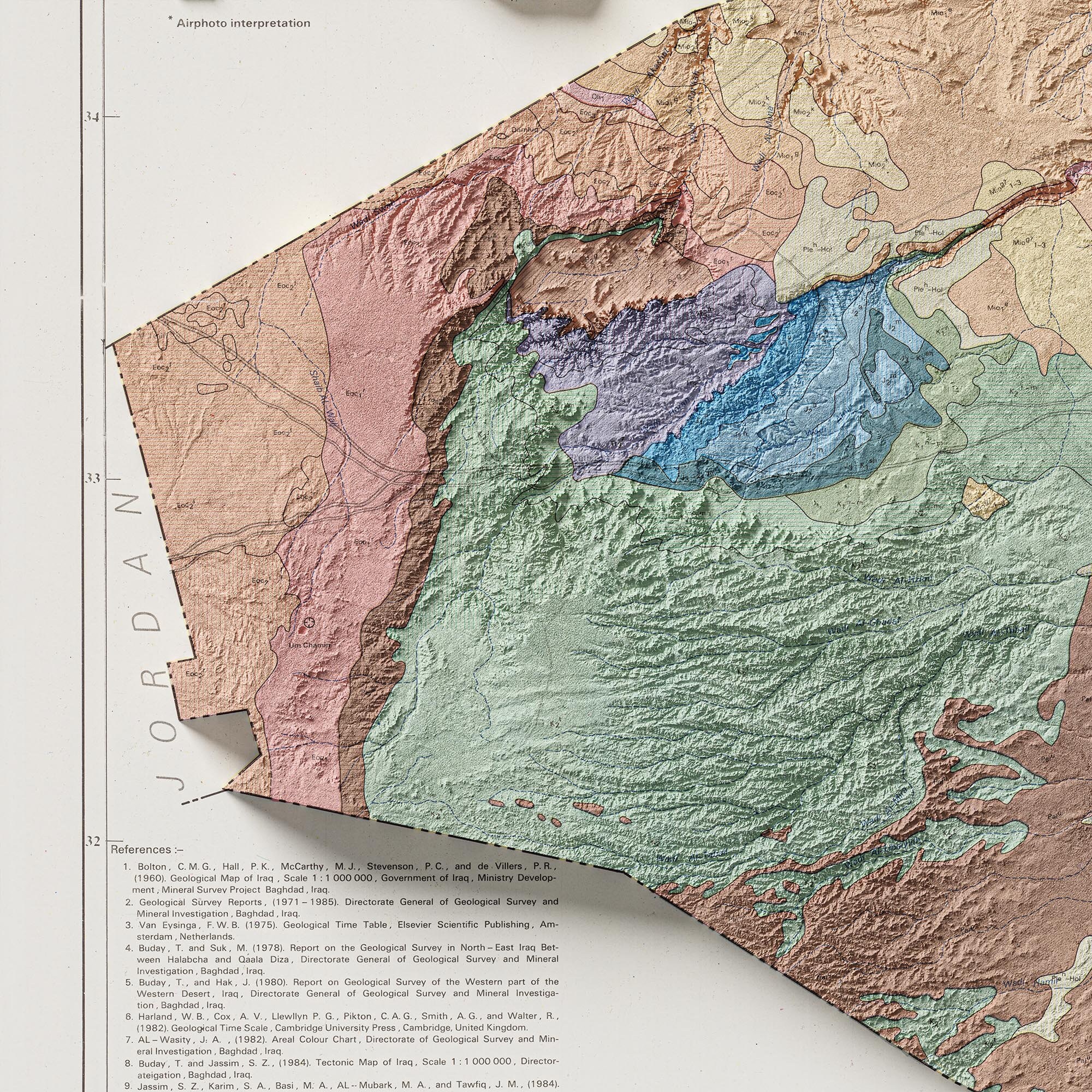Iraq Geological Map Art Print, Vintage Relief Effect - Etsy