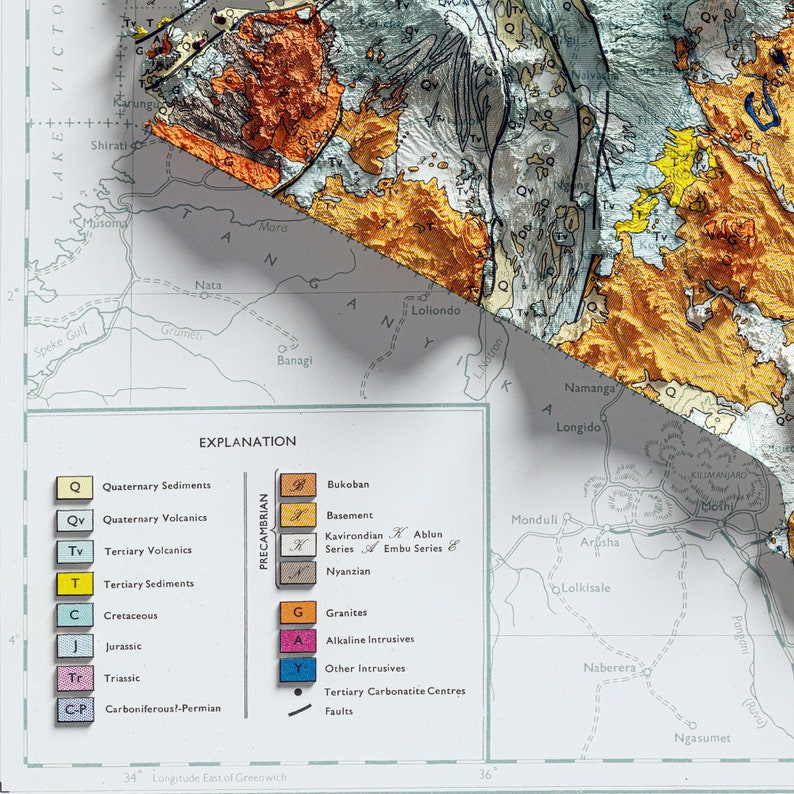Vintage 1962 Kenya Geologic Map Art Print - Etsy