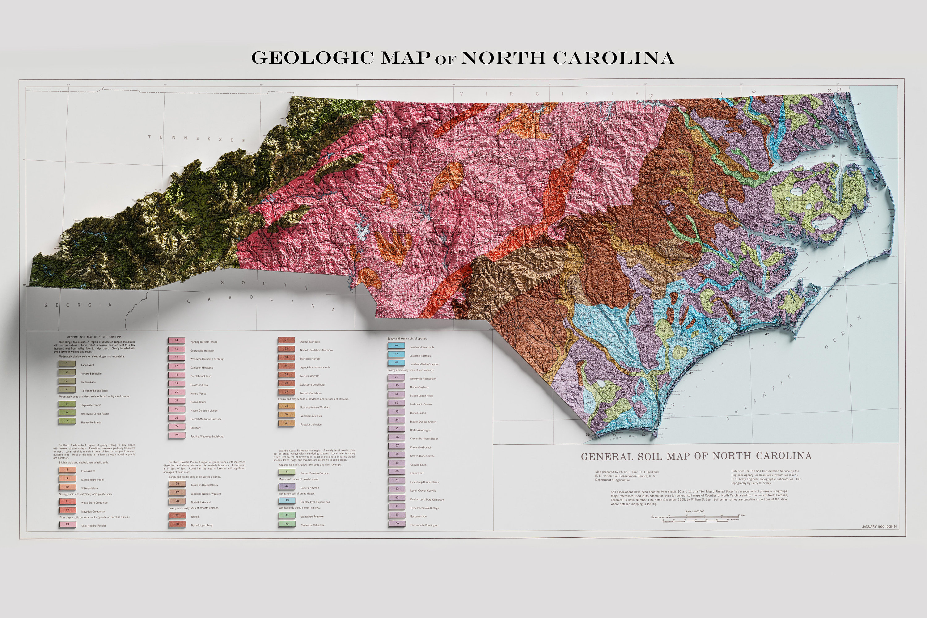 North Carolina Map, Geologic Map of North Carolina-vintage Reprint ...