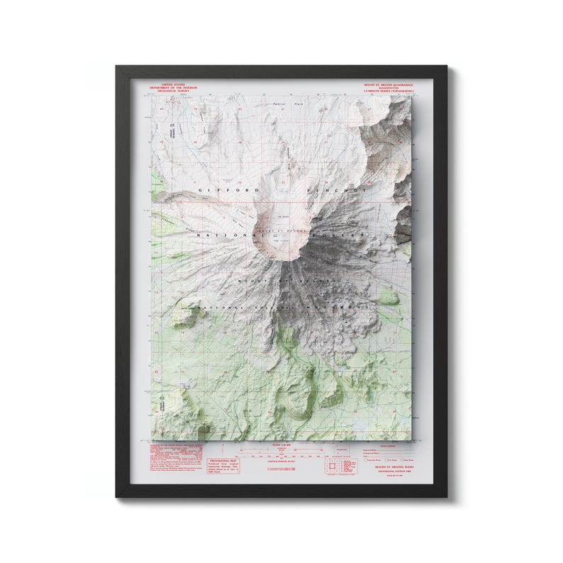 Mount Saint Helens Map, National Park St Helens Topographic Map 1983 ...