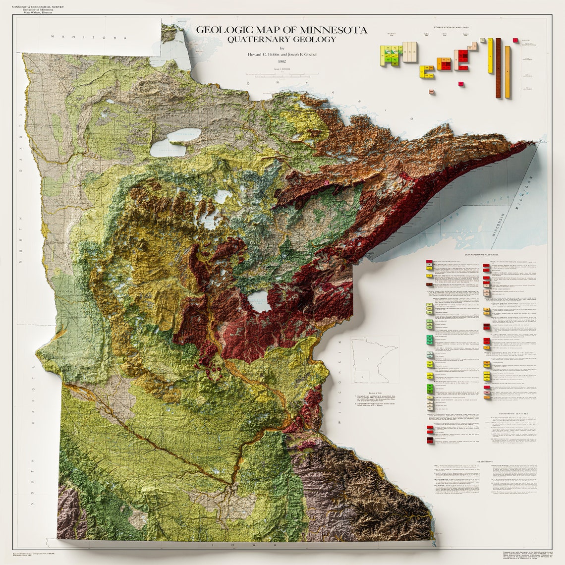 Minnesota Map, Vintage Geological Map of Minnesota 1982, Minnesota Wall ...
