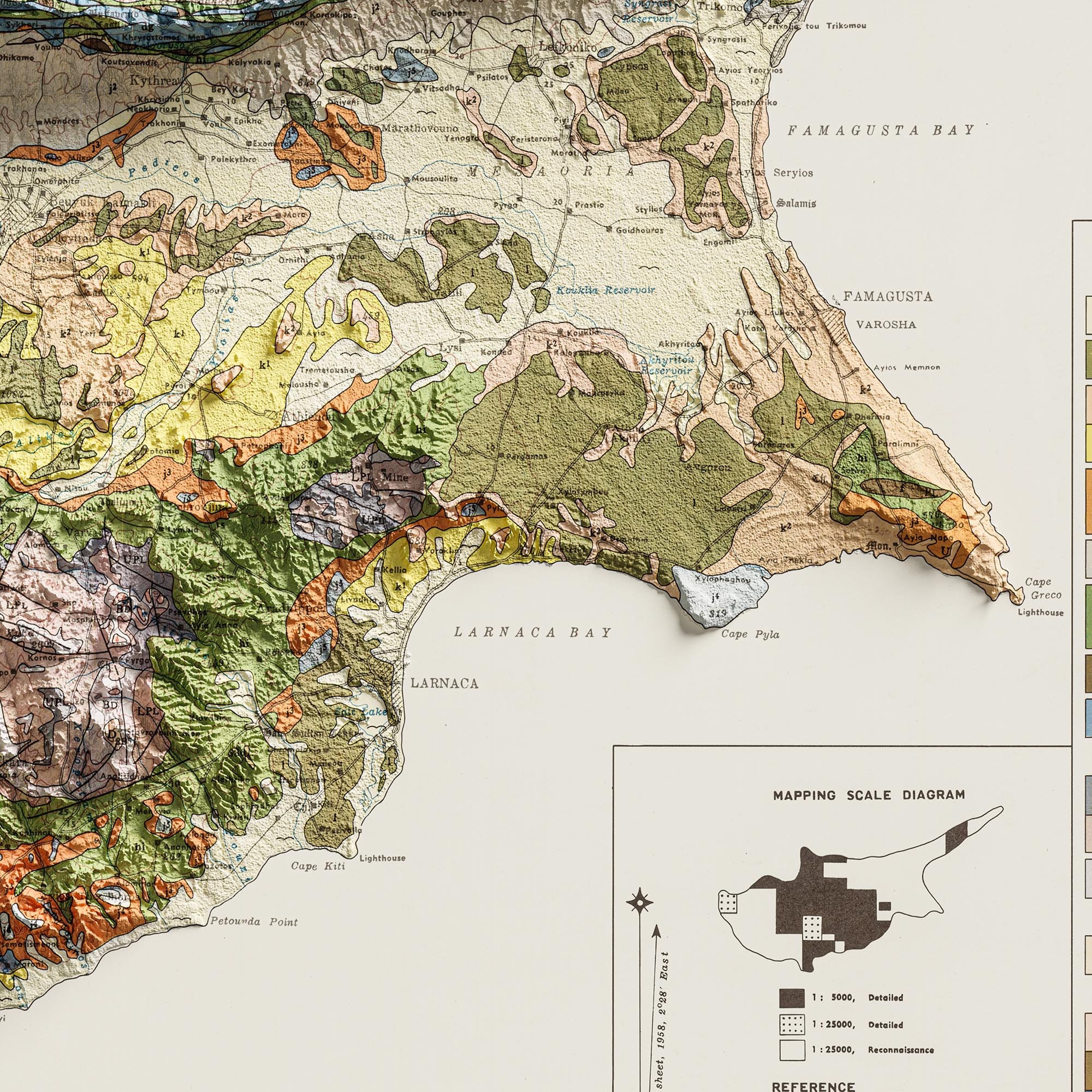 Geologic Map of Cyprus 1969, Vintage Cyprus Reprint Historical Map With ...