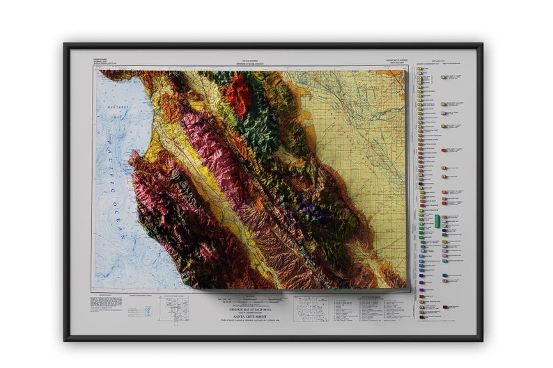 Geological Map of Santa Cruz California 1958 Vintage Reprint - Etsy