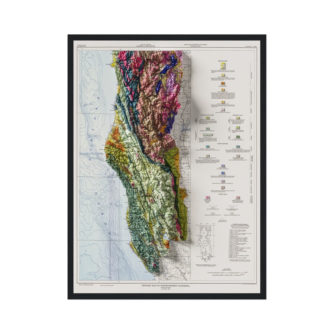 Northern California Coast Wall Map, Coastal Map Decor, California Beach ...