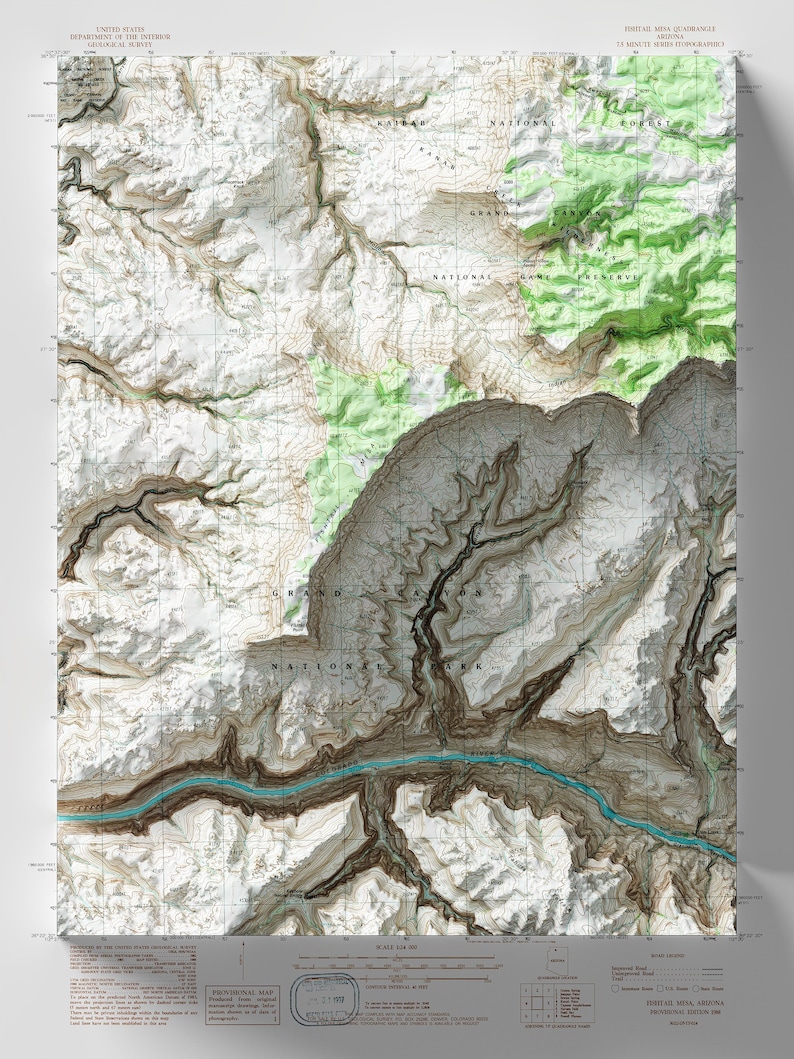 Fishtail Mesa Grand Canyon National Park,arizona Topographic Map 1988 ...