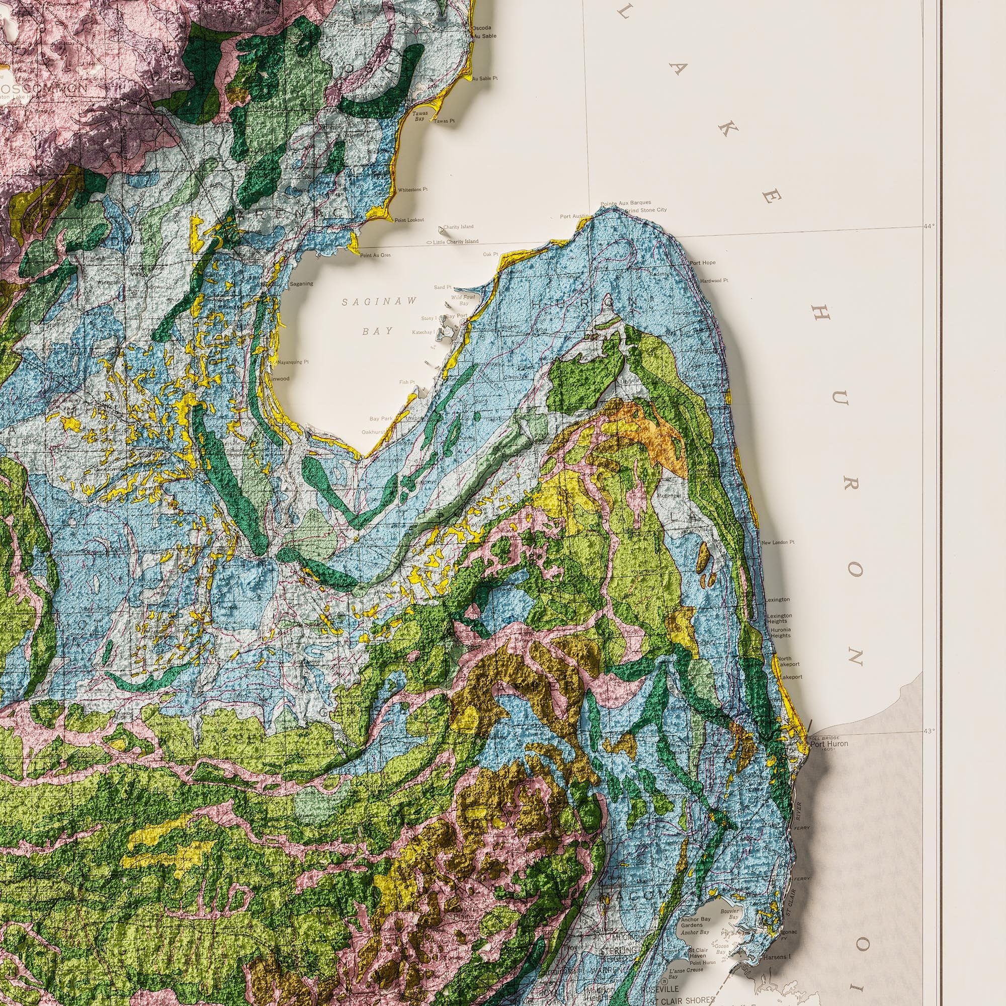 Southern Michigan Geologic Map, Michigan Map, Michigan Geology Vintage ...