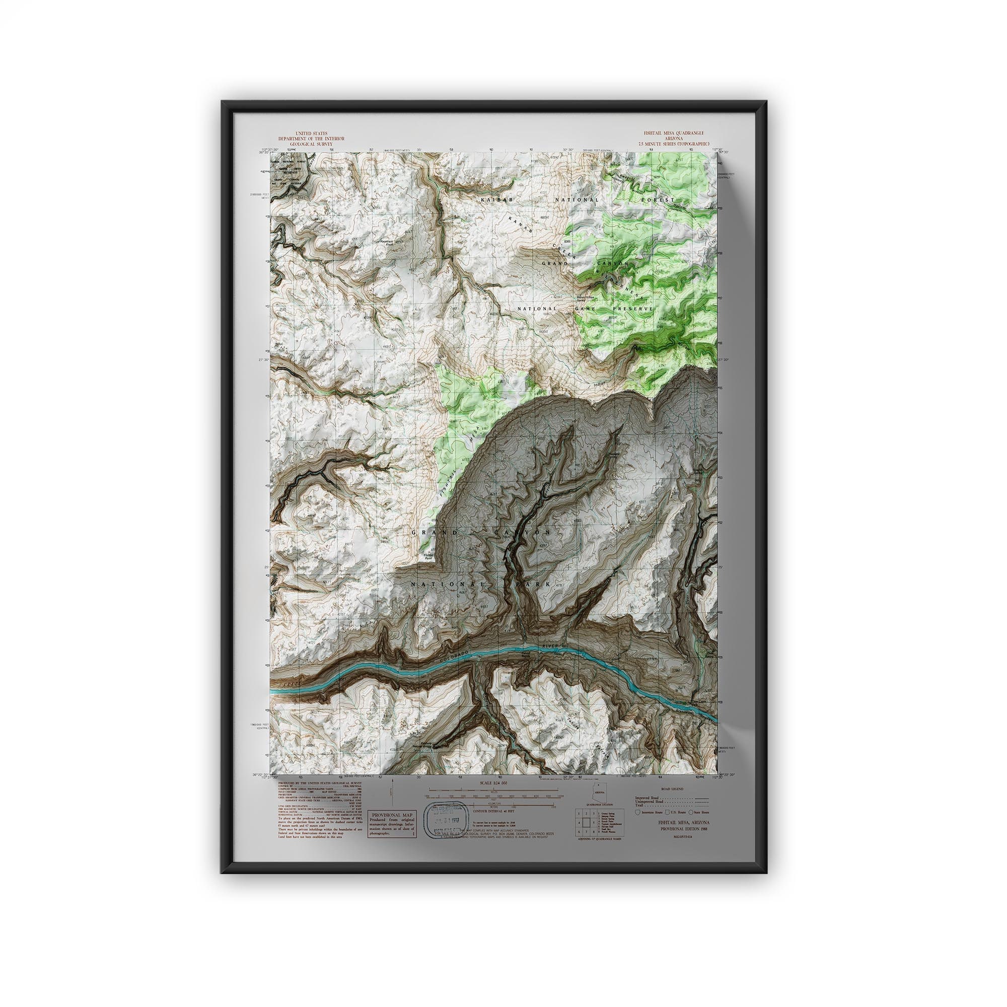 Fishtail Mesa Grand Canyon National Park,arizona Topographic Map 1988 ...