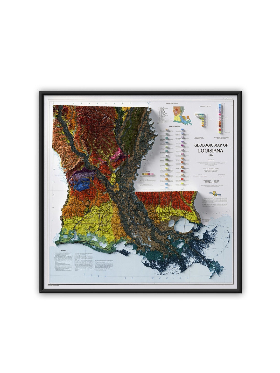 Louisiana Geologic Map 1984 - Wall Decor Vintage Reprint Historical Map ...