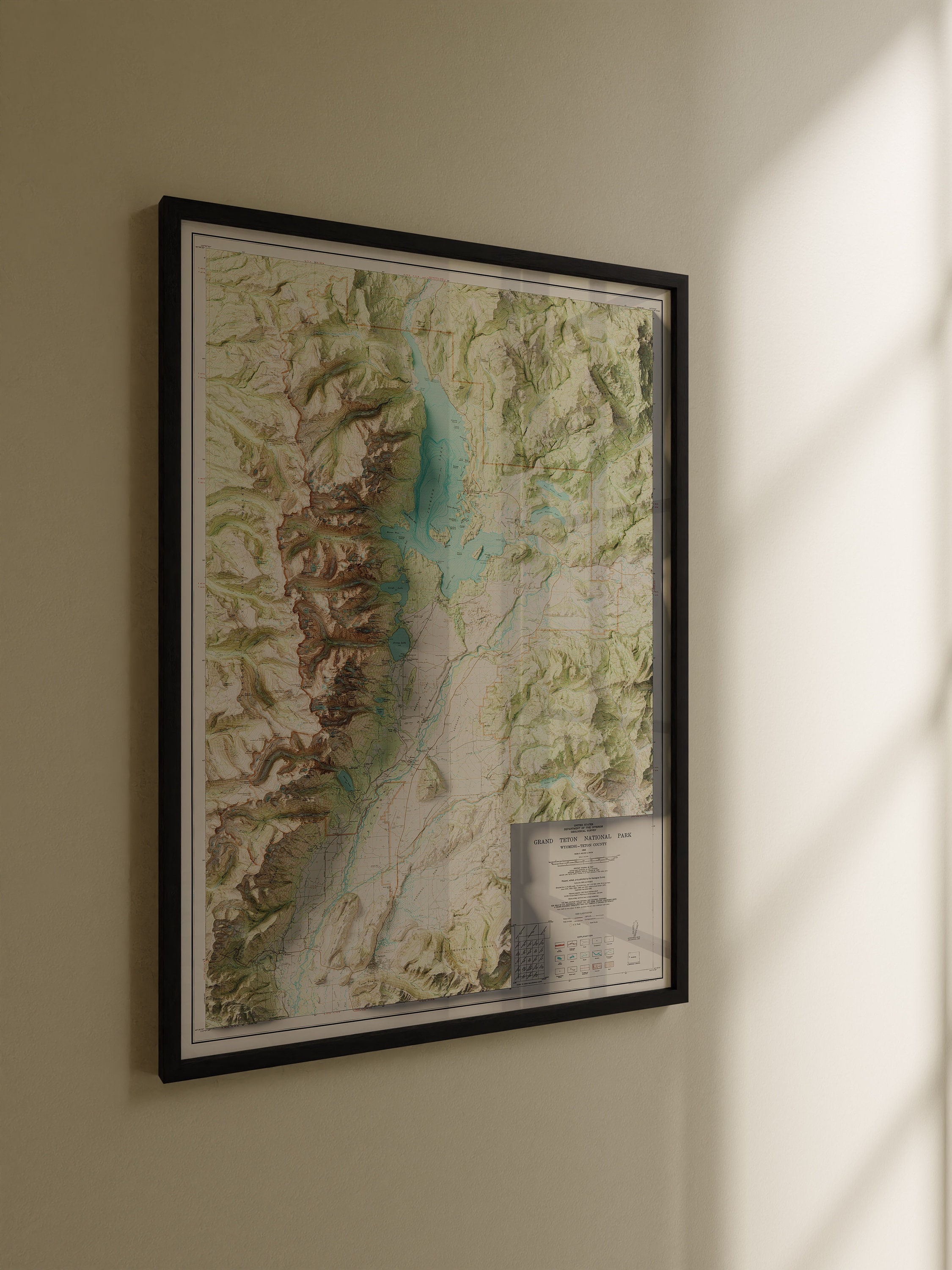 Grand Teton National Park Map, Vintage Map Print With Relief Effect ...