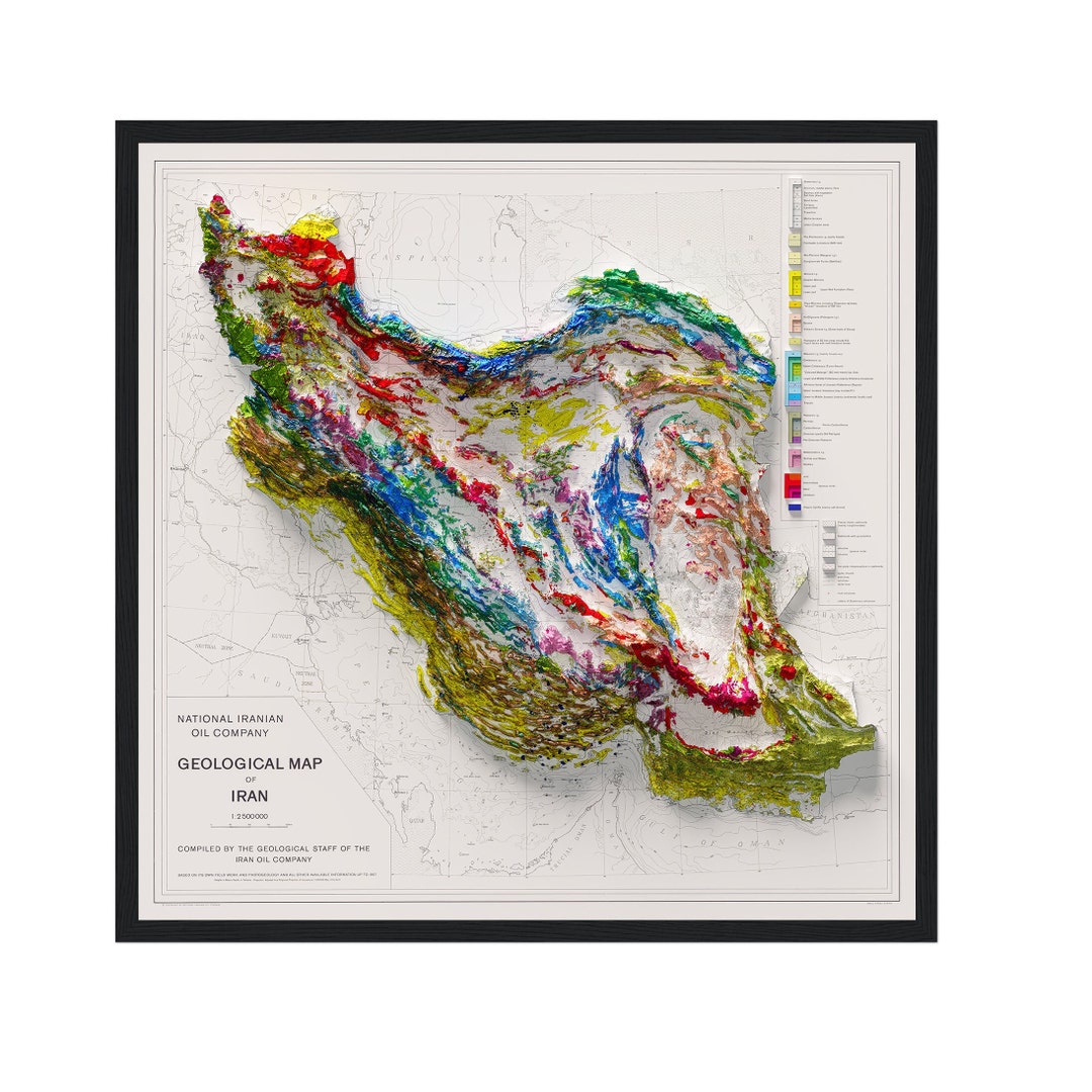 Iran Geological Map Print, Iran Vintage Reprint Historical Map With ...