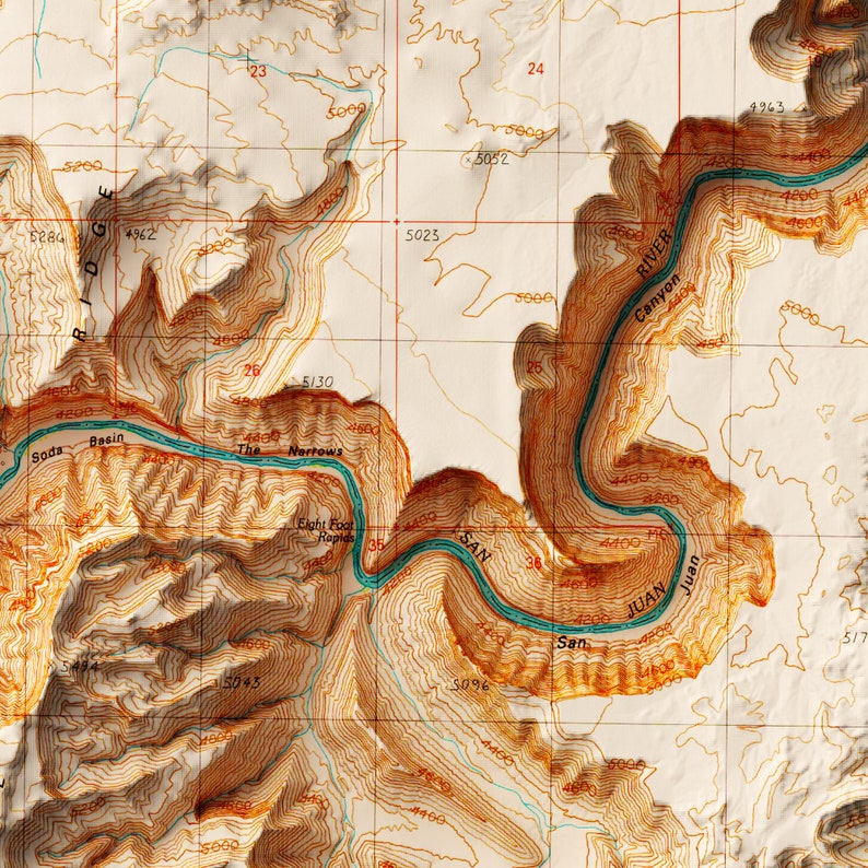 Topographic Map of Mexican Hat Utah 1989 Vintage Reprint - Etsy
