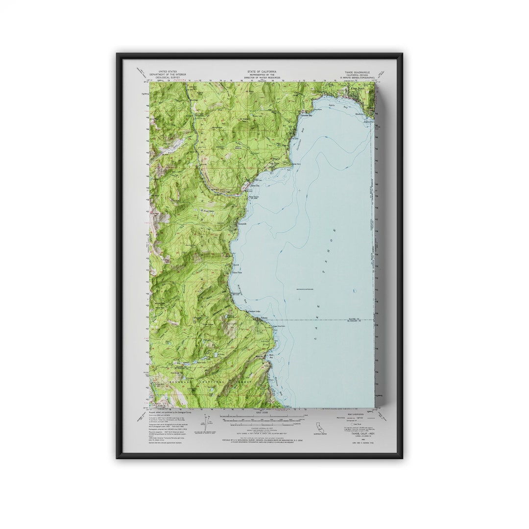 Lake Tahoe California Topographic Map 1955 - Etsy