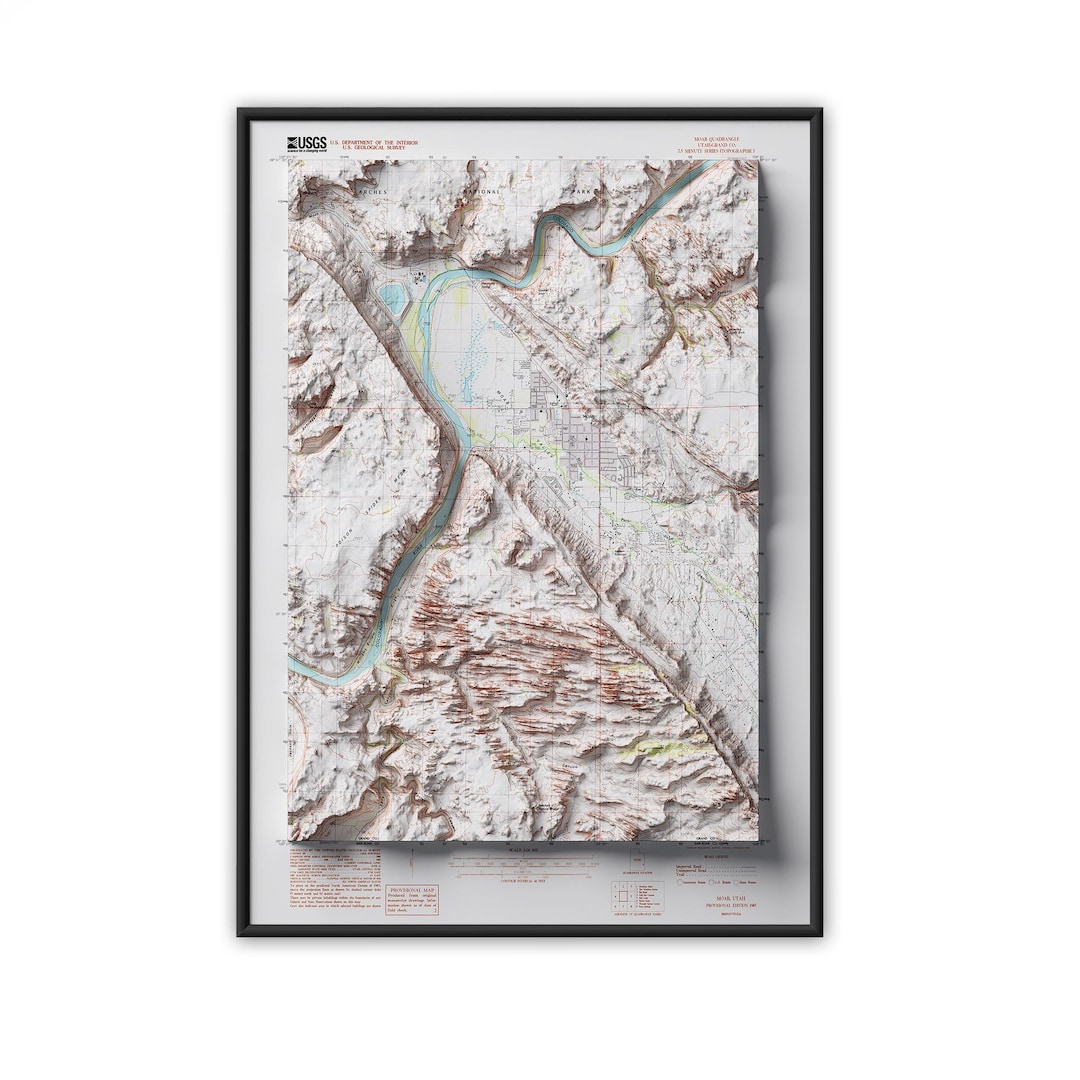 Topographic Map of Moab 1985, Utah Vintage Reprint Historical Map ...