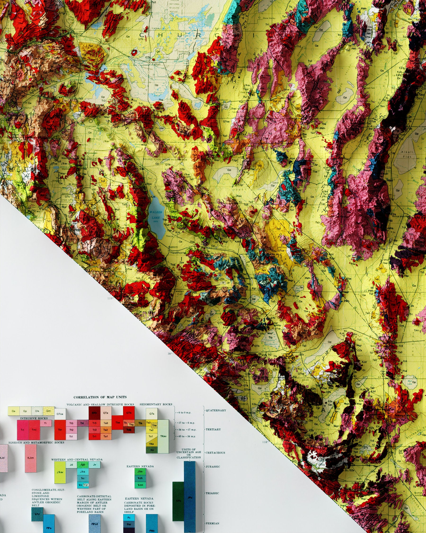 Nevada Geological Map 1978 Vintage Reprint Historical Map With 3D ...
