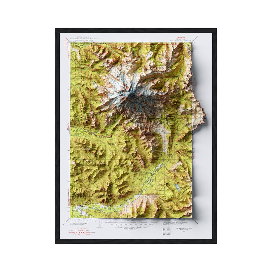 Vintage Mount Rainier Map 1924 National Park Wall Art Washington Travel ...