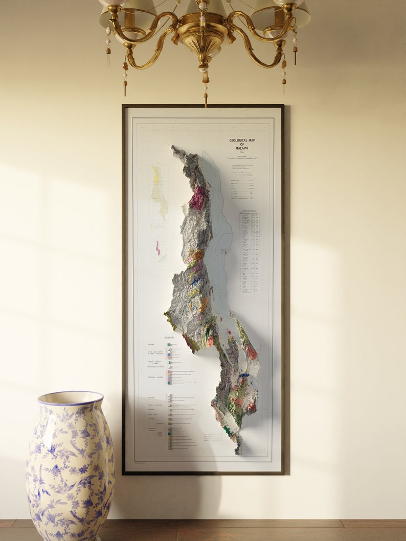 Geological Map of Malawi 1966 Vintage Reprint Historical Map With ...