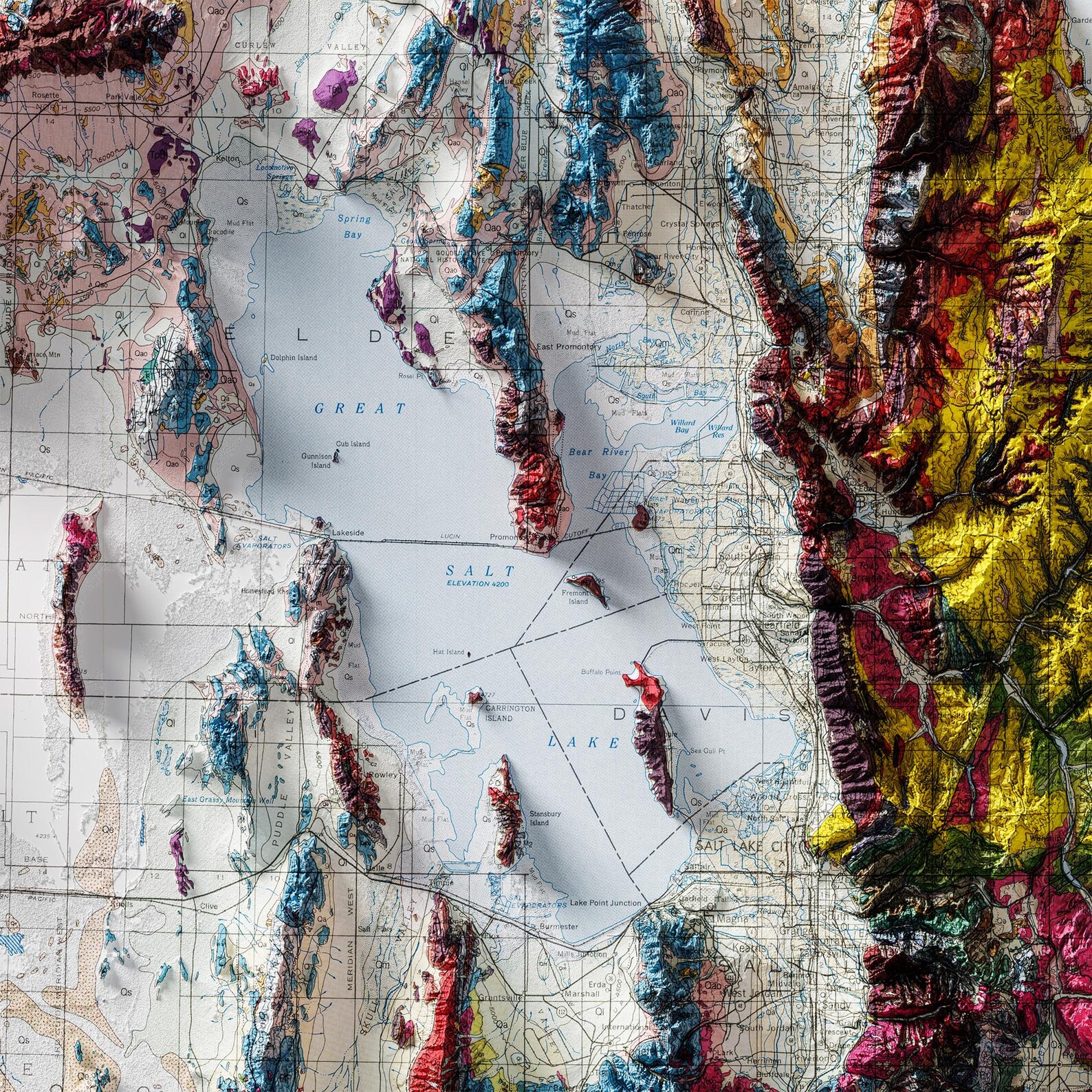 Utah Geologic Map 1980 Vintage Reprint Historical Map, Shaded Relief ...