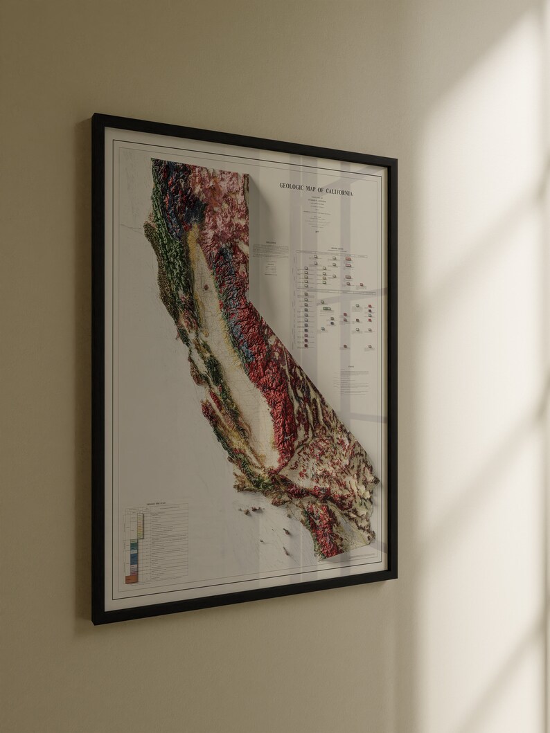California Map 1977 Geology, California Map Wall Art, California ...