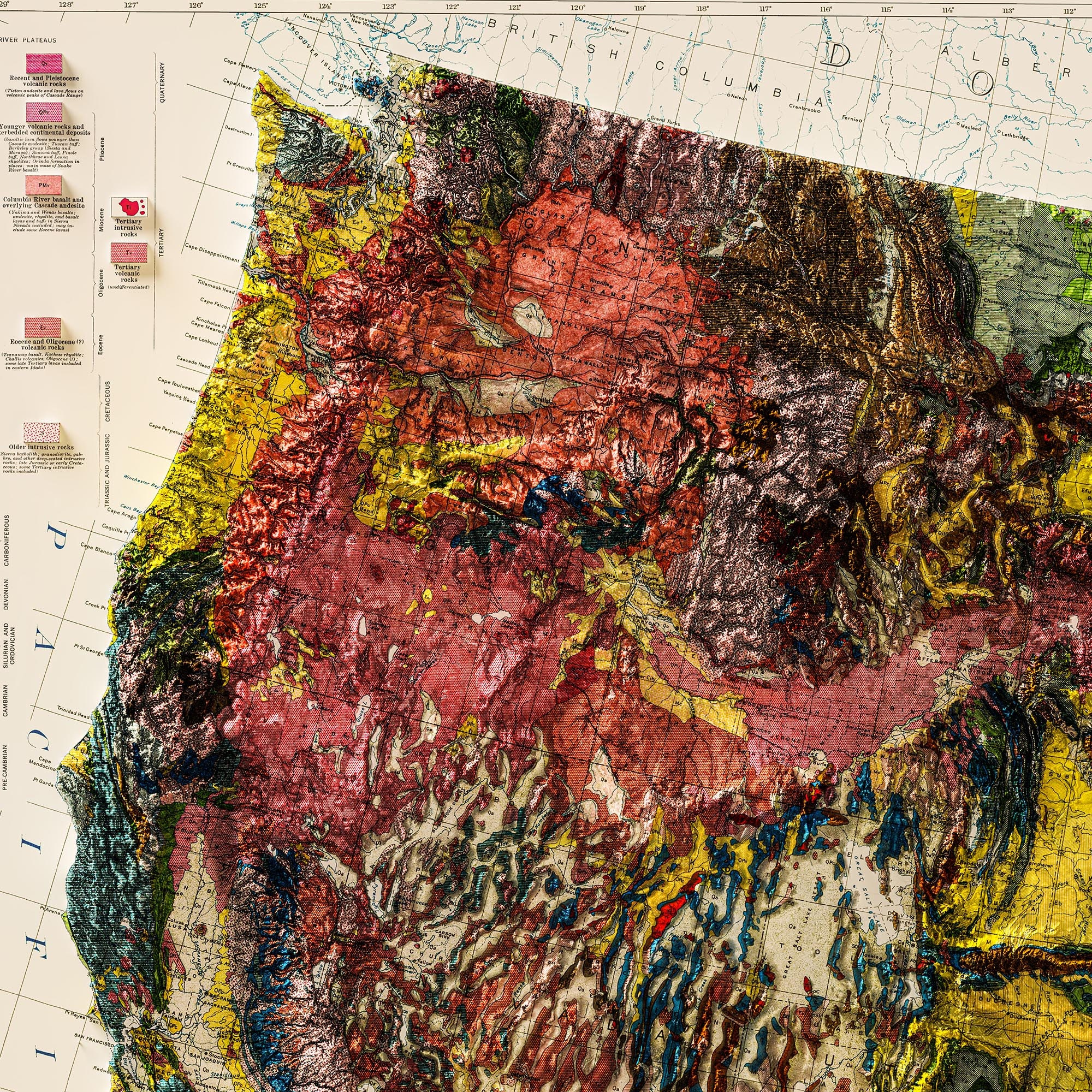 United States Map, 1932 Geologic Map of United Strates, Vintage USA Map ...