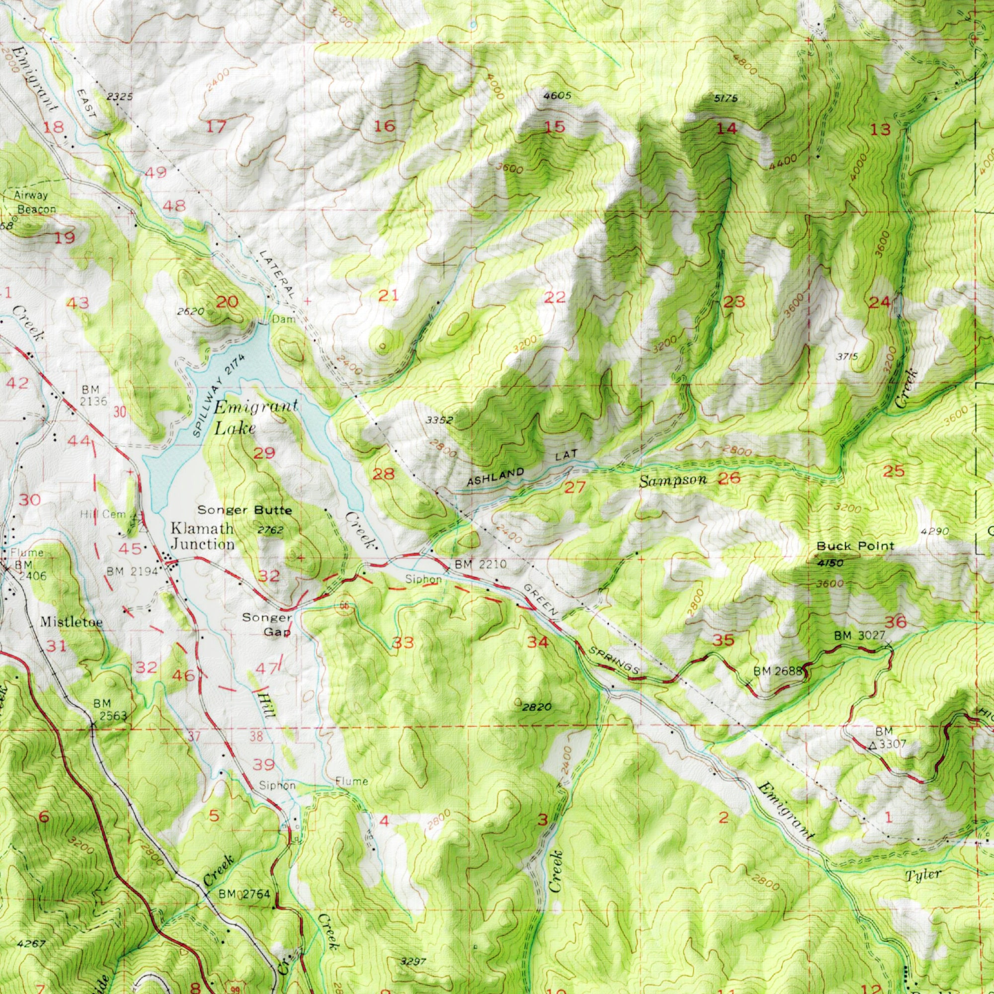 Topographic Map of Ashland 1954, Oregon Vintage Reprint Historical Map ...