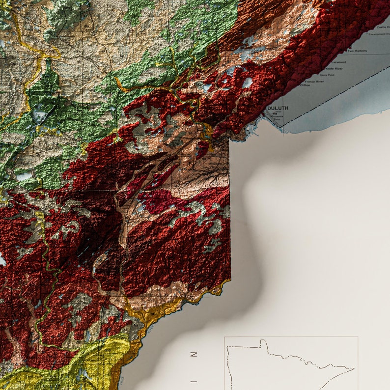 Minnesota Map, Vintage Geological Map of Minnesota 1982, Minnesota Wall ...