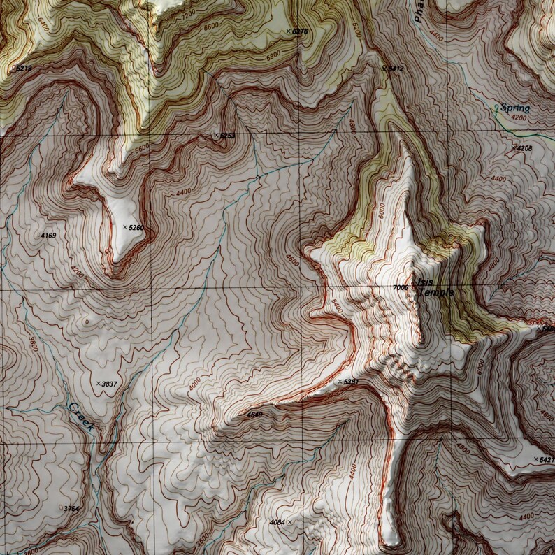 Shiva Temple Grand Canyon Topographic Map Art Print - Etsy