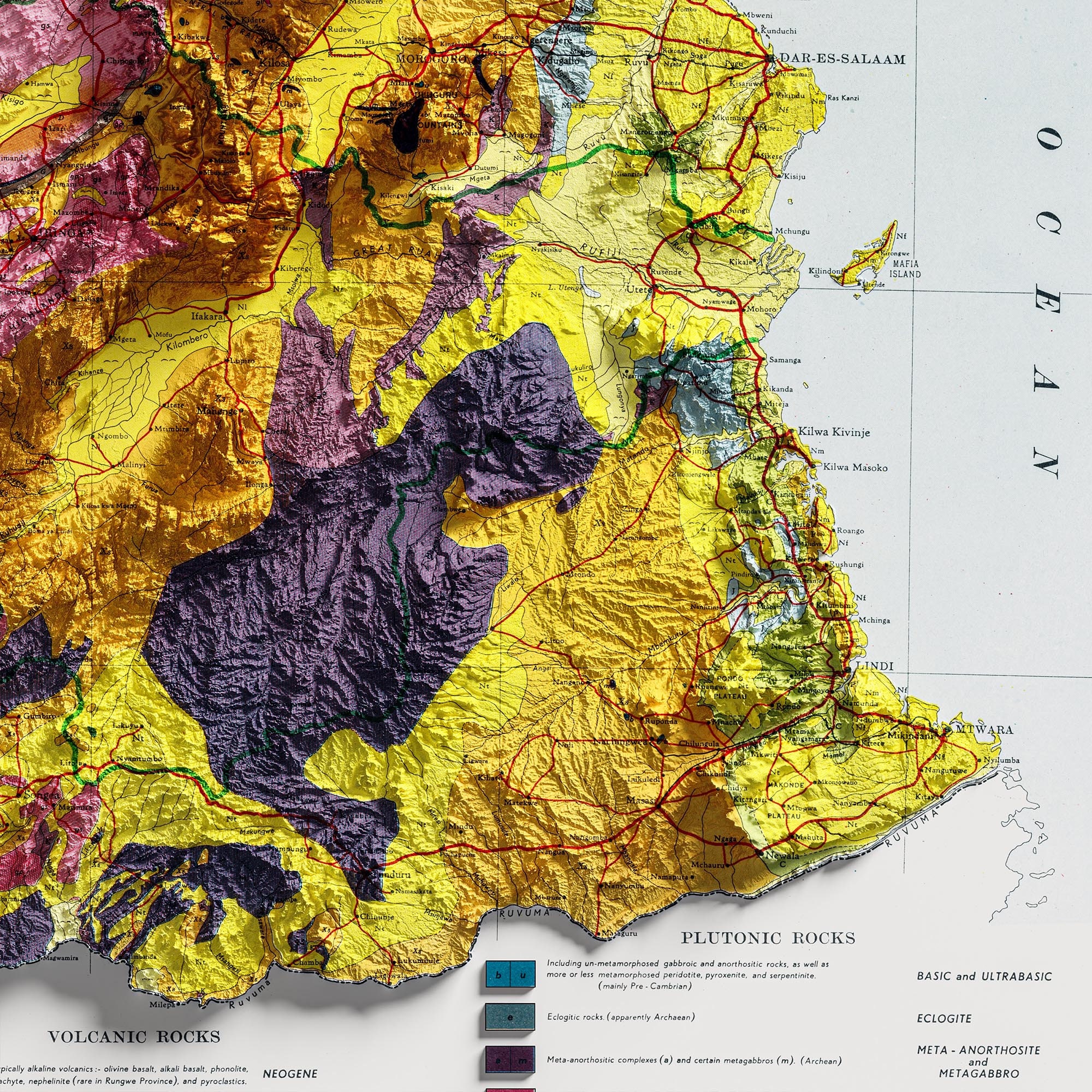 Tanzania Map, Geological Map of Tanganyika, Tanzania Map With Relief ...