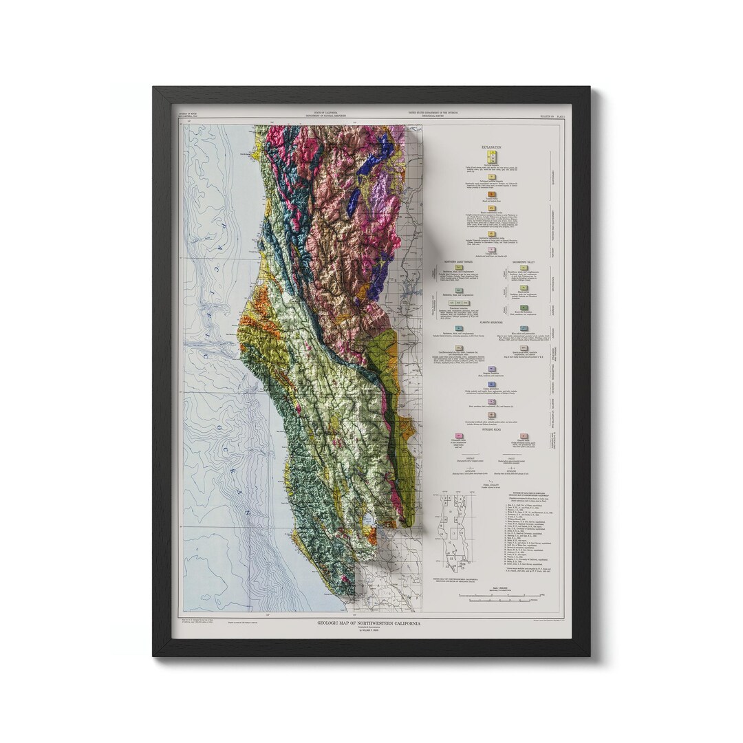 Northern California Coast Map Print, 1953 Vintage Style, Beach Decor - Etsy