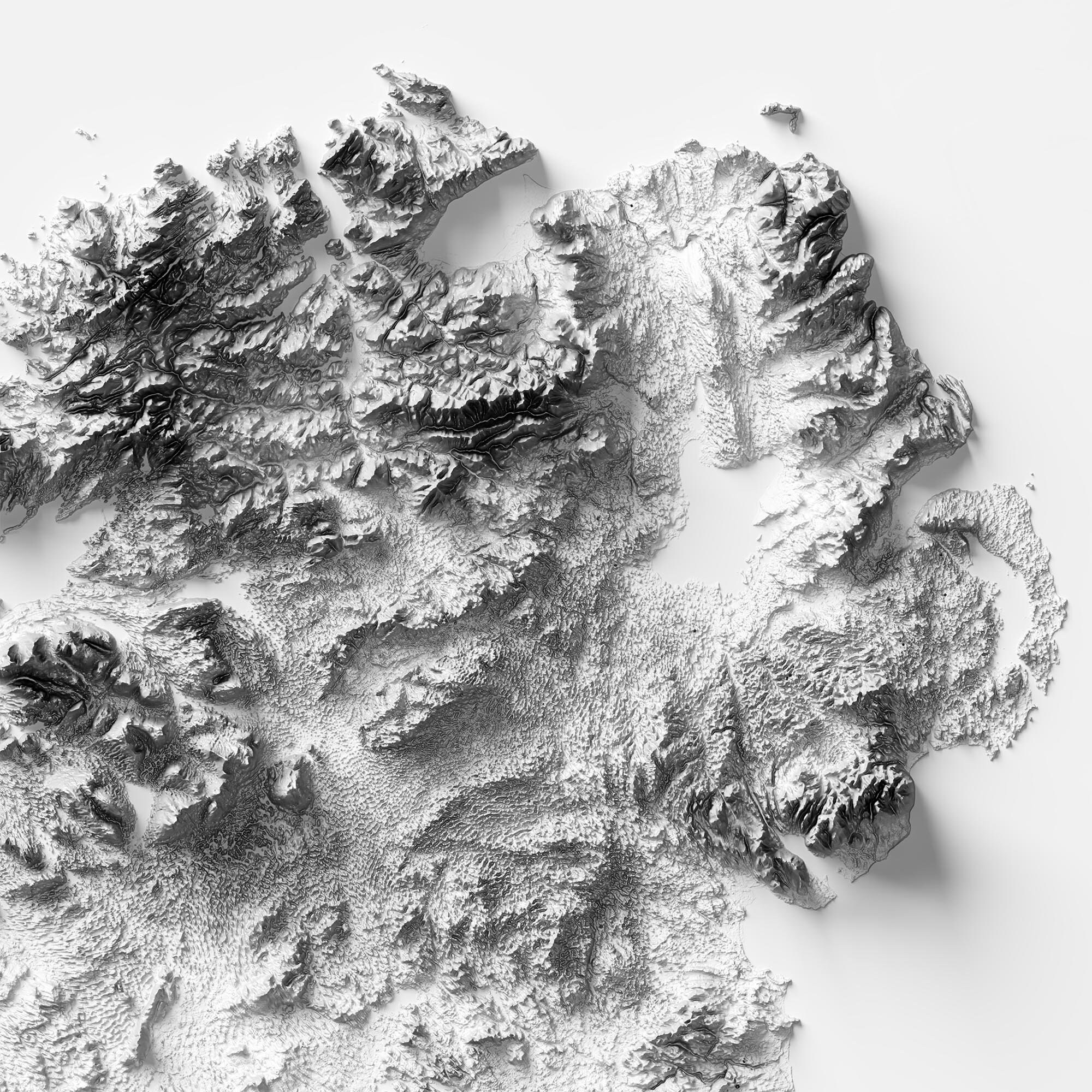 Ireland Map With Relief Effect, Modern Art, Minimalist Style, Wall ...