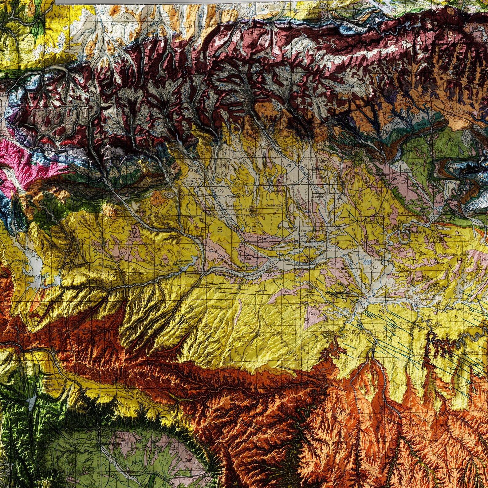 Utah Geologic Map 1980 Vintage Reprint Historical Map, Shaded Relief ...