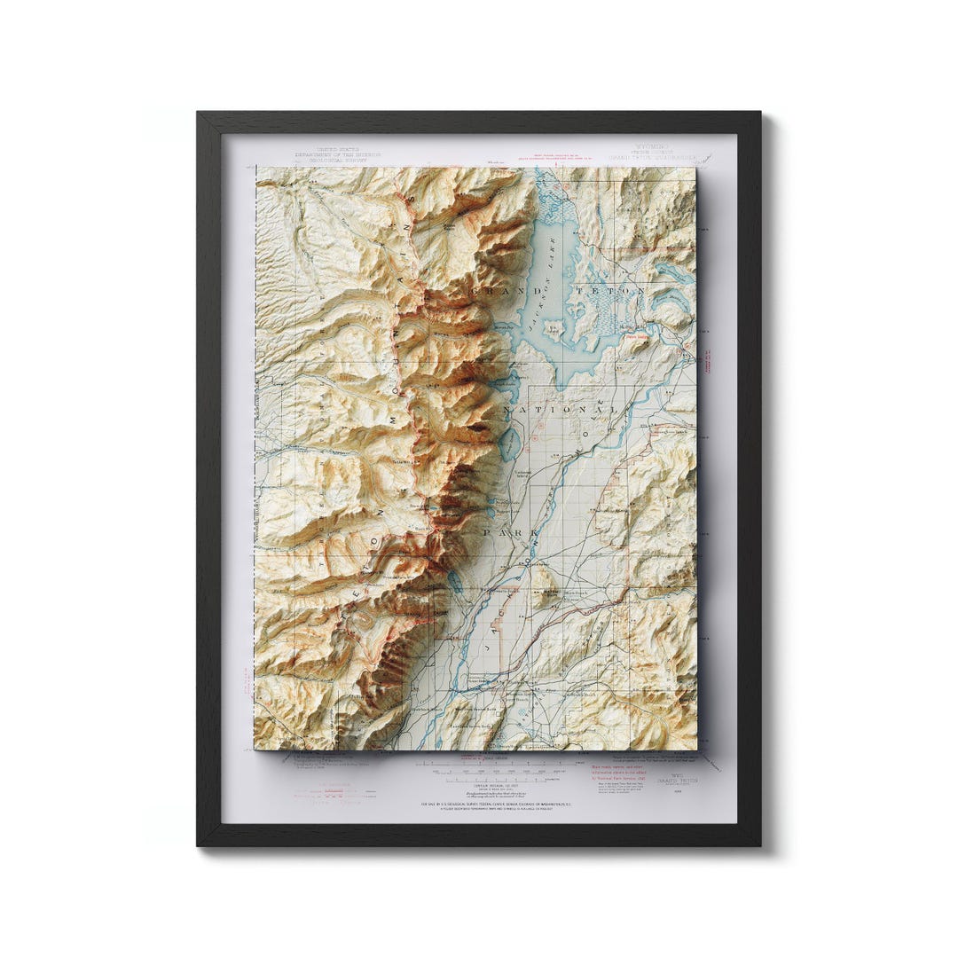 Grand Teton National Park Map Print, Vintage Topographic Art - Etsy