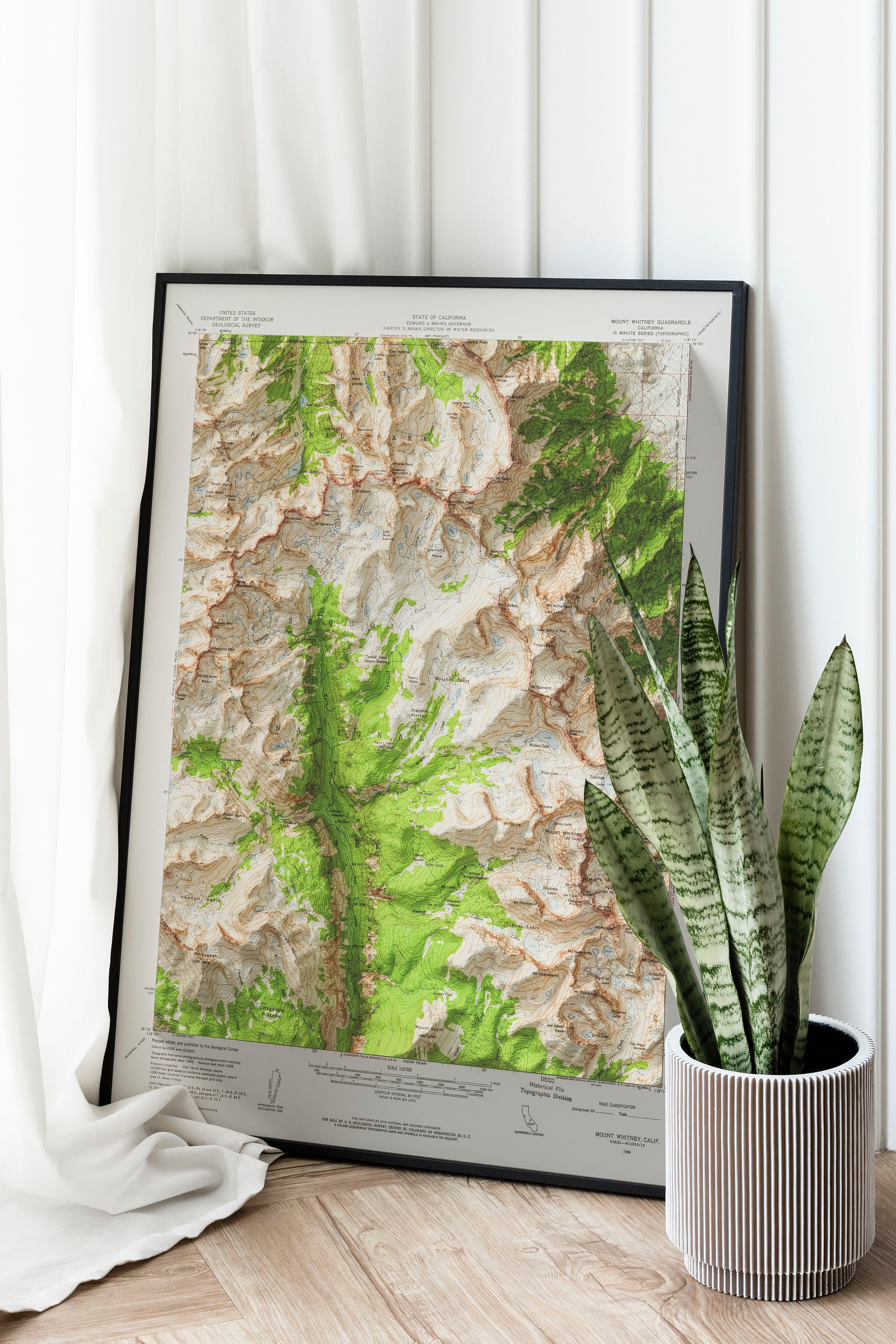 Mount Whitney Map, Mount Whitney Sierra Nevada Wall Art, Vintage Mount ...