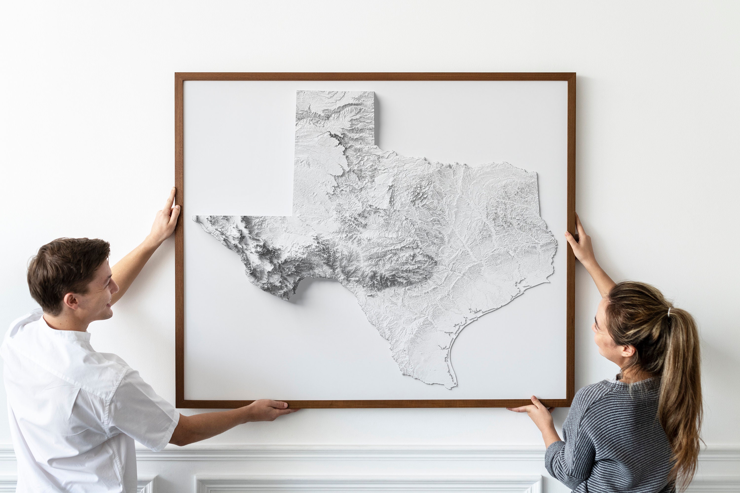 Texas Relief Map Art, Shaded Topographic Print - Etsy