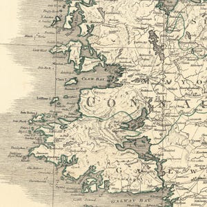 Vintage Map of Ireland 1847, Historic Old Map Antique Style, Wall Art ...