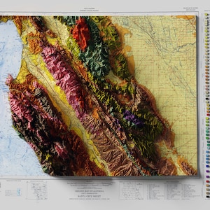 Geological Map of Santa Cruz, California Vintage Reprint Historical Map ...