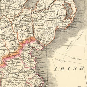 Vintage Map of Ireland 1847, Historic Old Map Antique Style, Wall Art ...