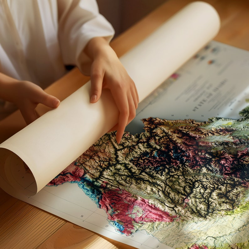 Vintage 1947 Idaho Geological Map – 3D Relief Style Print - Etsy