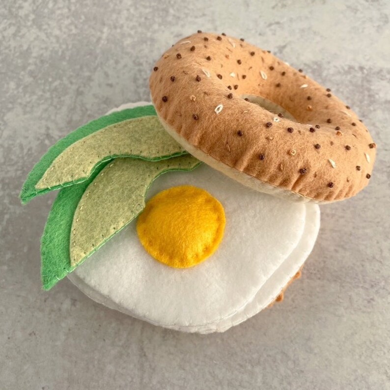 Felt Bagel Set | Play Food Eggs | Felt Toys | Pretend Avocado | Eco ...
