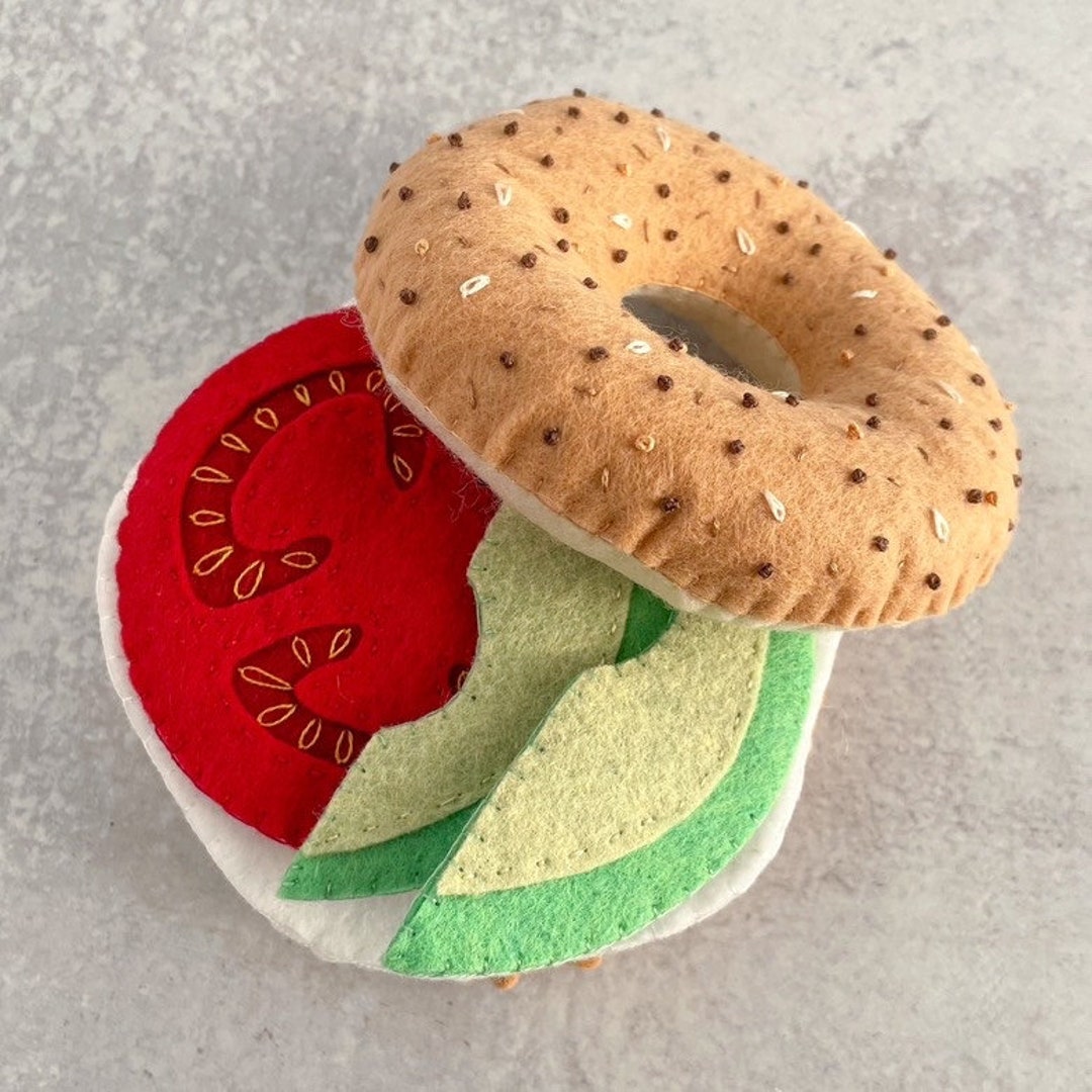 Felt Food Bagel Set Play Food Eggs Felt Toys Pretend Avocado Eco ...