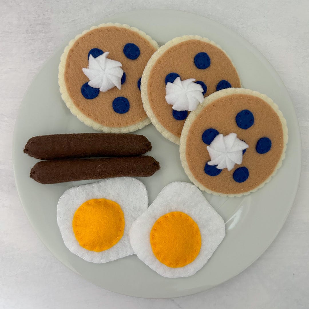 Felt Food Breakfast | Blueberry Pancakes | Play Food Eggs | Felt Toys ...