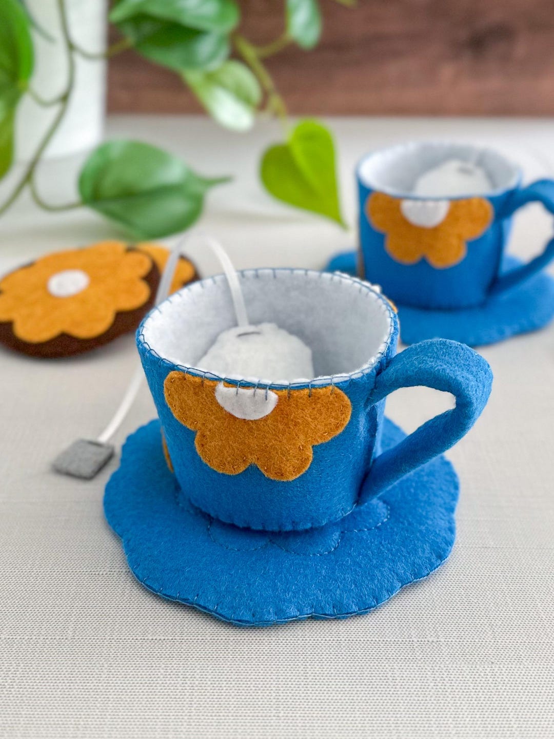 Felt Flower Tea Set | Play Food | Felt Toys | Pretend Cookies | Eco ...