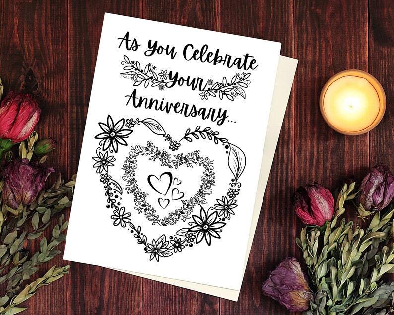 Anniversary Card Printable Heart Anniversary Card Happy Anniversary ...