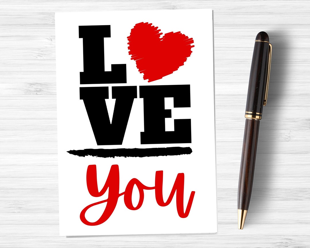 I Love You Long Distance Printable Word Art Heart Card, for Anniversary ...