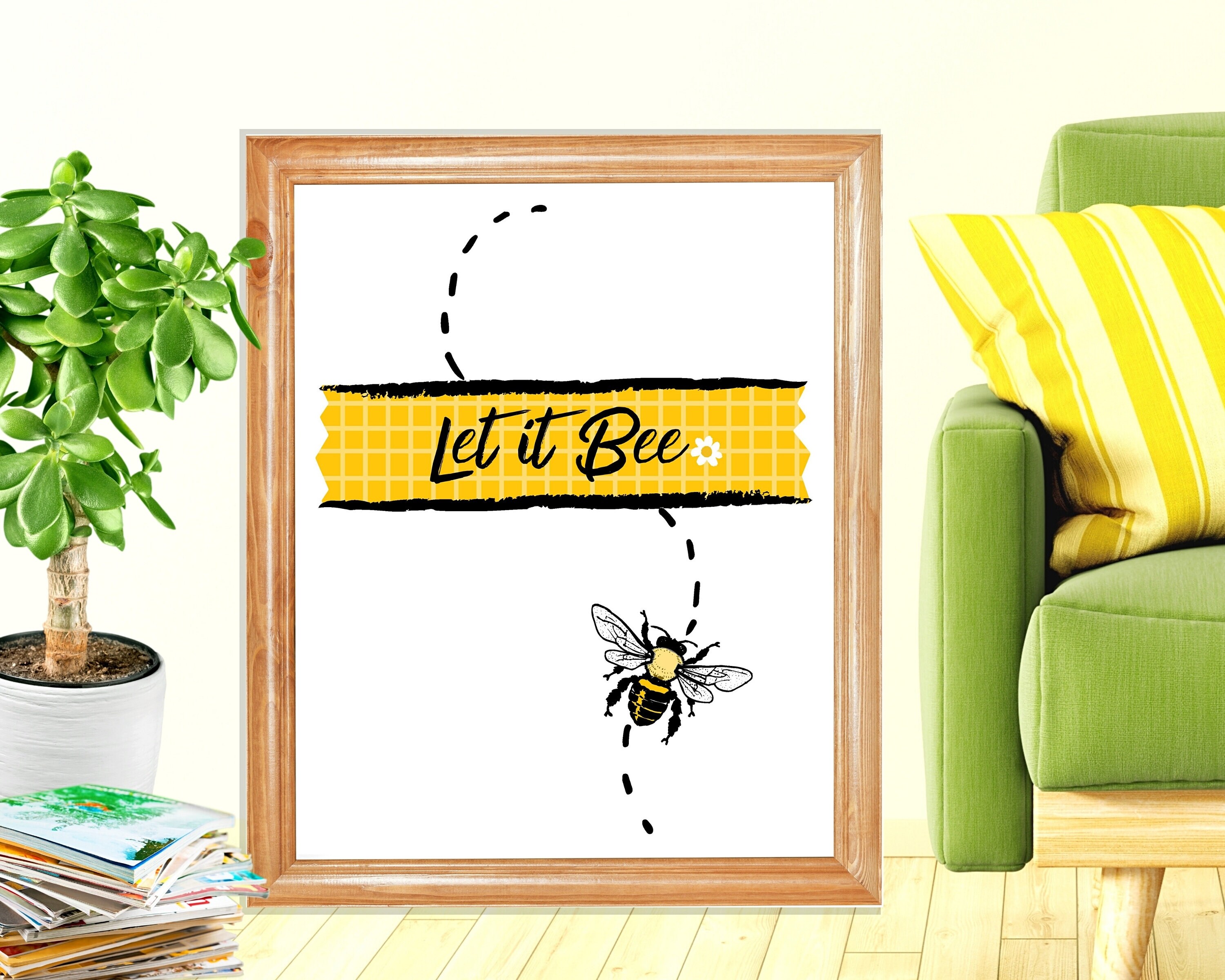 Printable Let It Bee Wall Art Bumblebee Honey Bee Illustration Wall ...